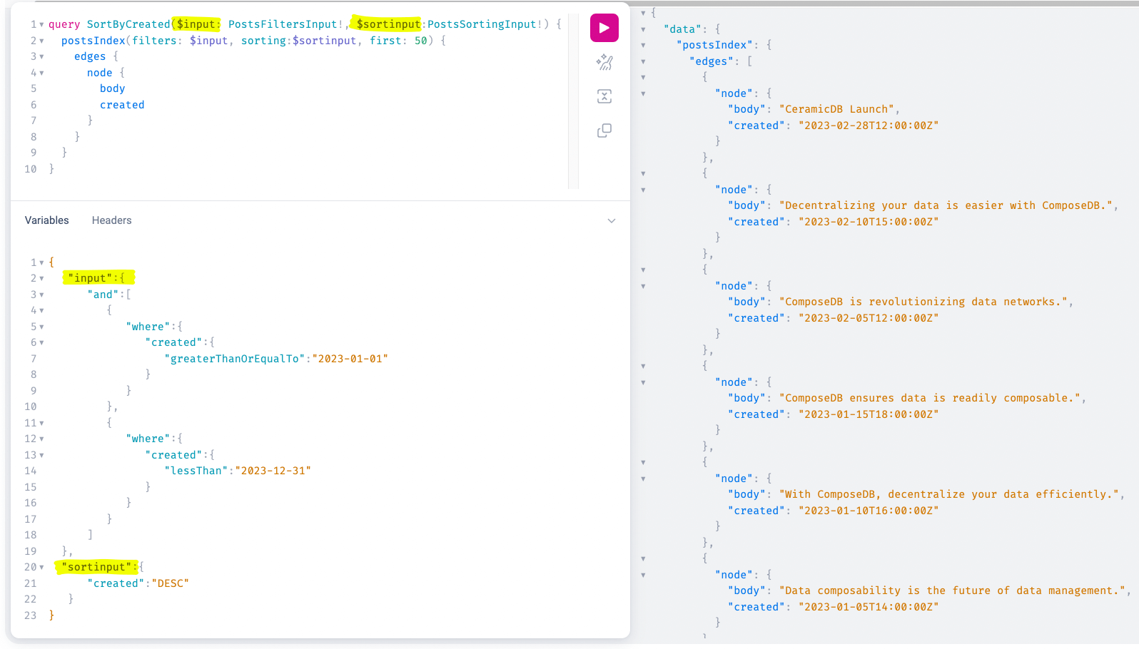 Tutorial: Query Filtering and Ordering in ComposeDB